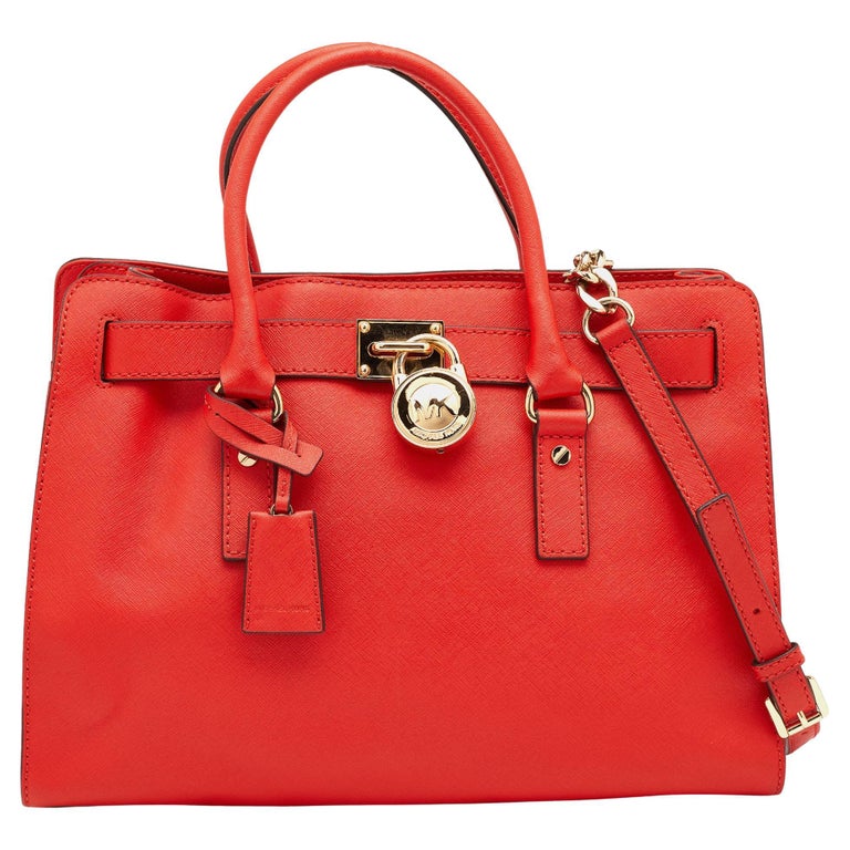 MICHAEL Michael Kors Red Leather Large East West Hamilton Tote For Sale ...