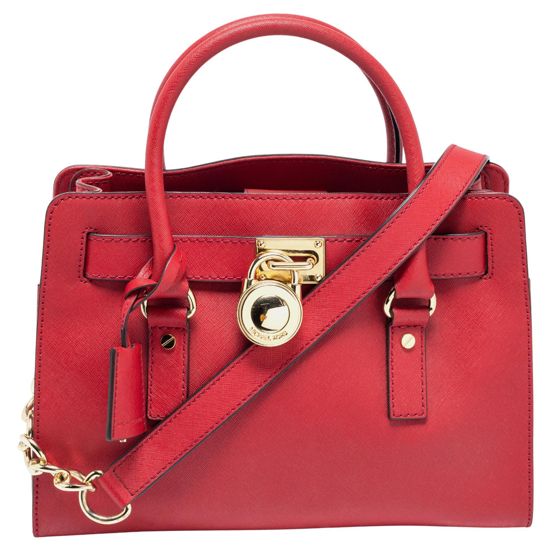 MICHAEL Michael Kors Light Beige Saffiano Leather Large Ellis Satchel ...
