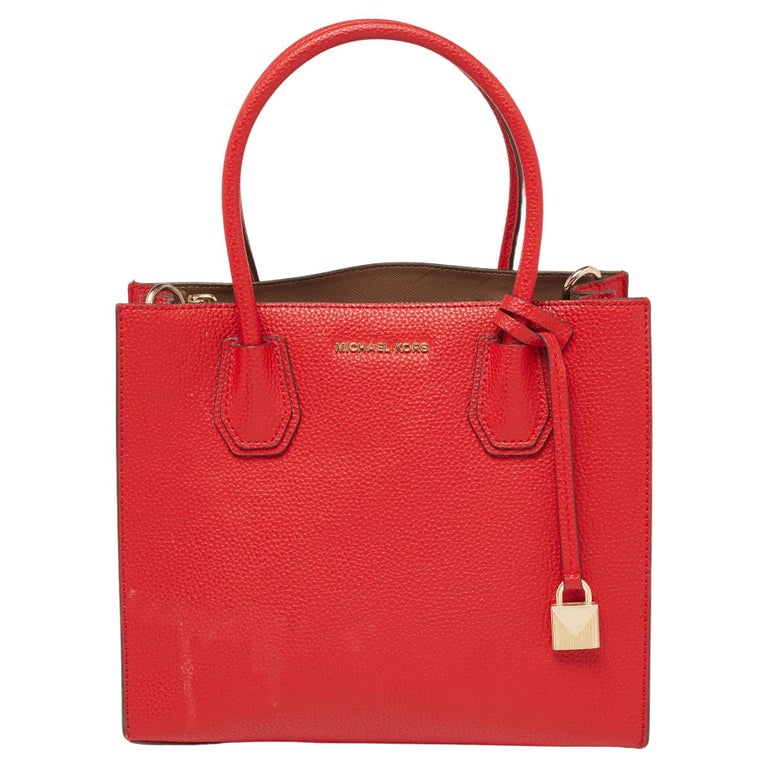 MICHAEL Michael Kors Red Leather Mercer Gallery Tote For Sale at 1stDibs