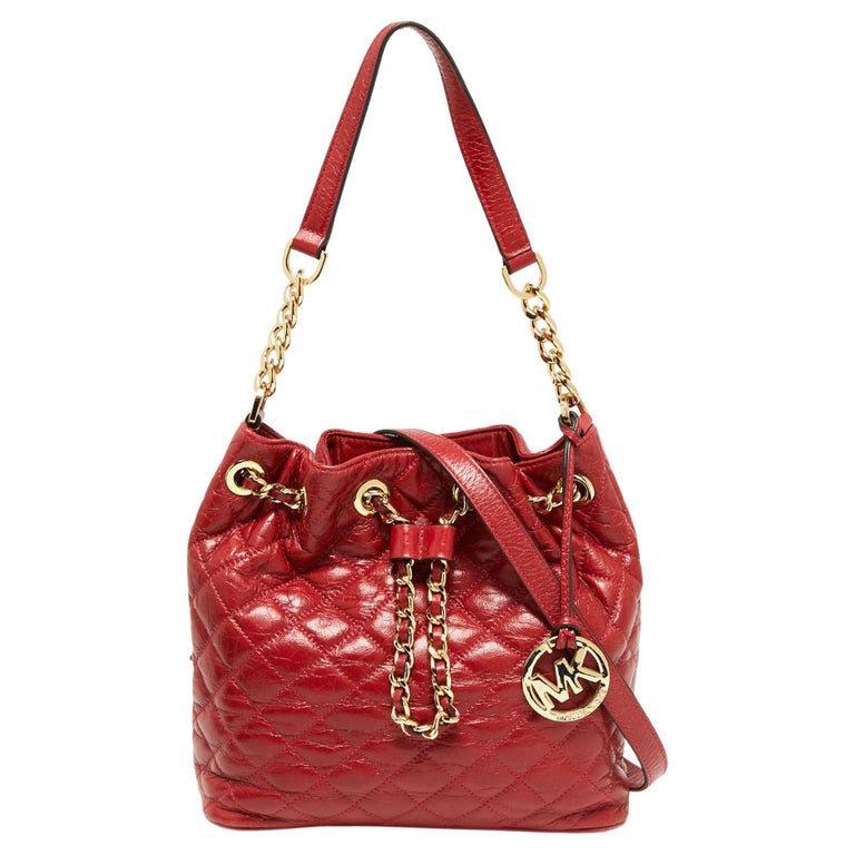 MICHAEL Michael Kors Red Quilted Leather Frankie Bucket Bag For Sale at ...