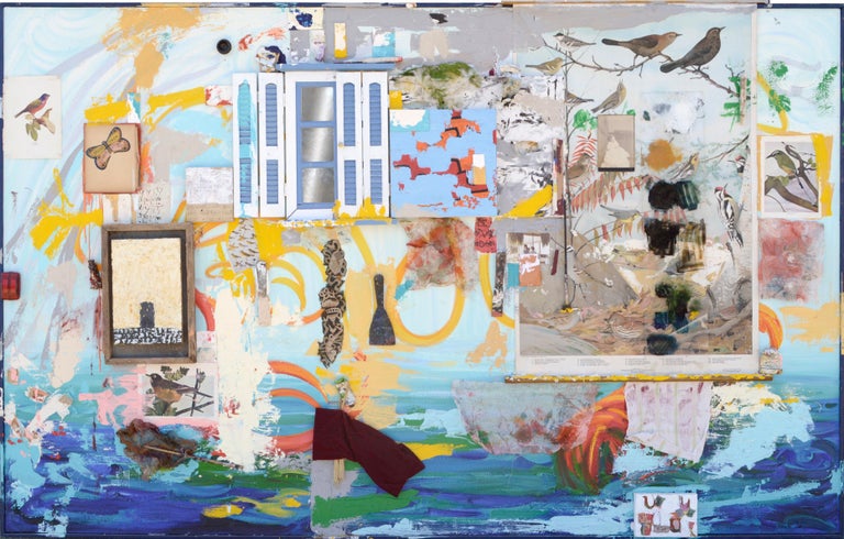Michael Pauker - Assemblage with Mirror on Monumental Canvas For Sale ...