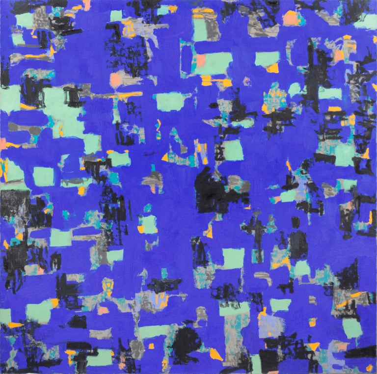 Michael Pauker - Large-Scale Patchwork Abstract of Blue, Teal, and ...