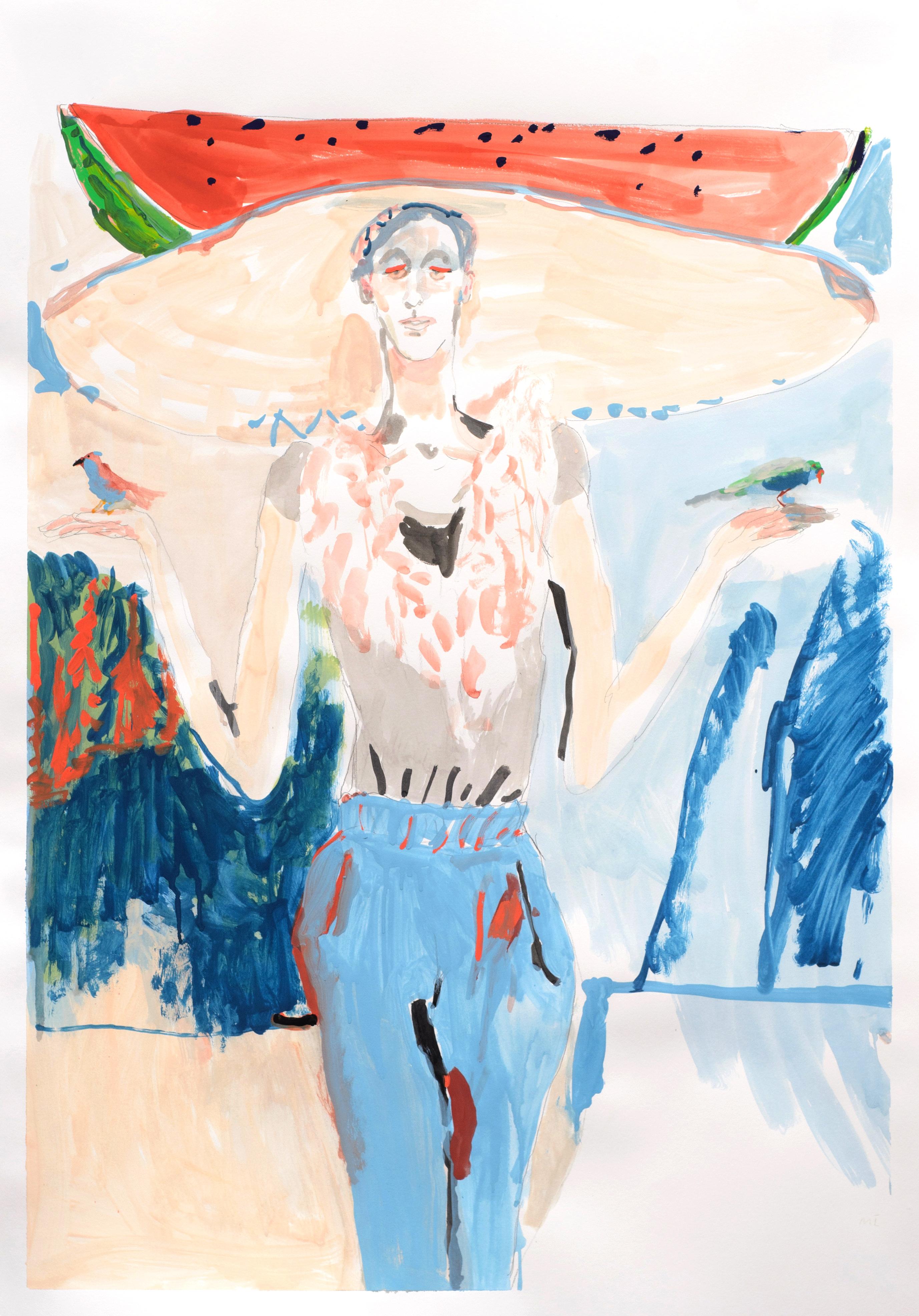 Galia Gluckman - Lito, acrylic paint, pigment ink and collage on cotton ...