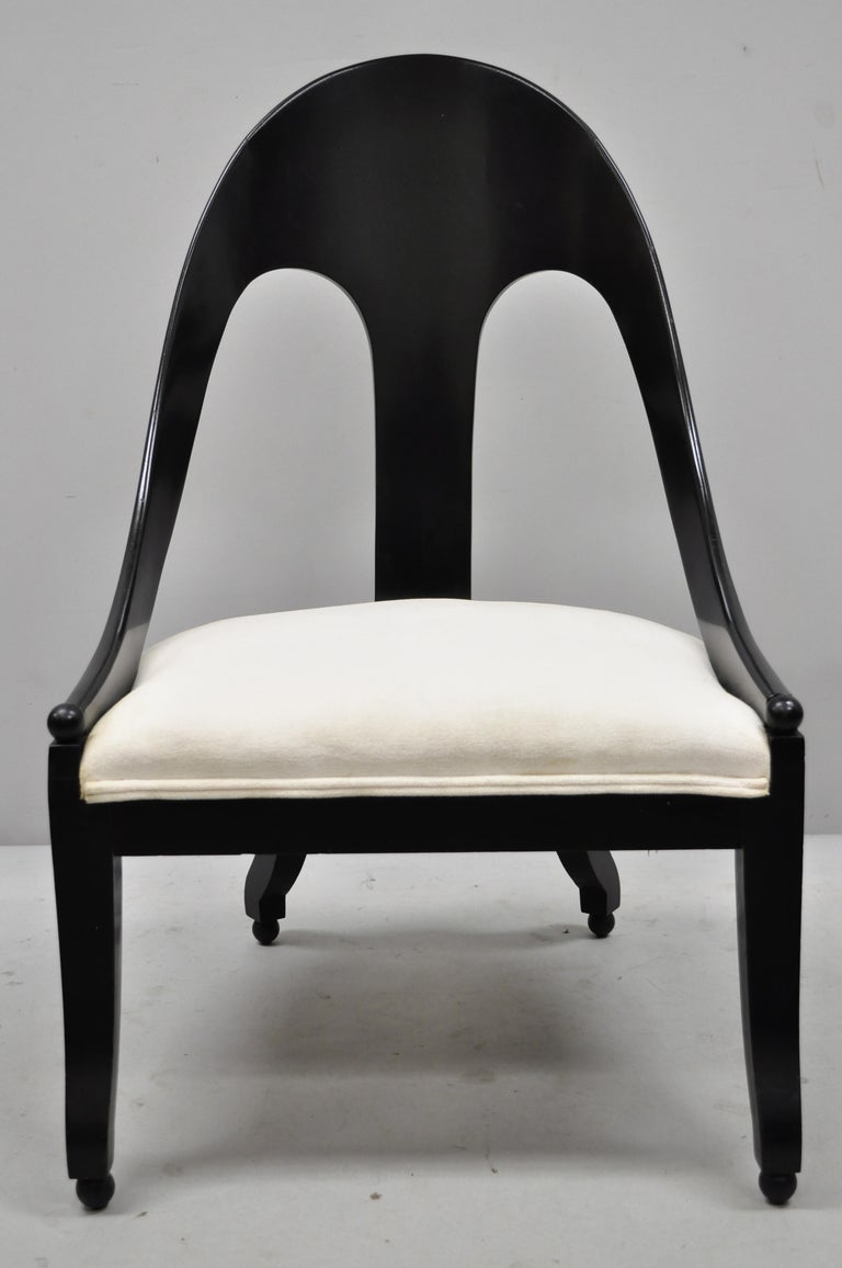 Michael Taylor for Baker Black Lacquer Spoon Back Slipper Klismos ...