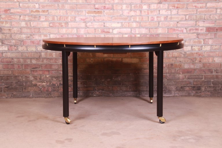 Michael Taylor for Baker Cherry and Black Lacquer Dining Table, Newly ...
