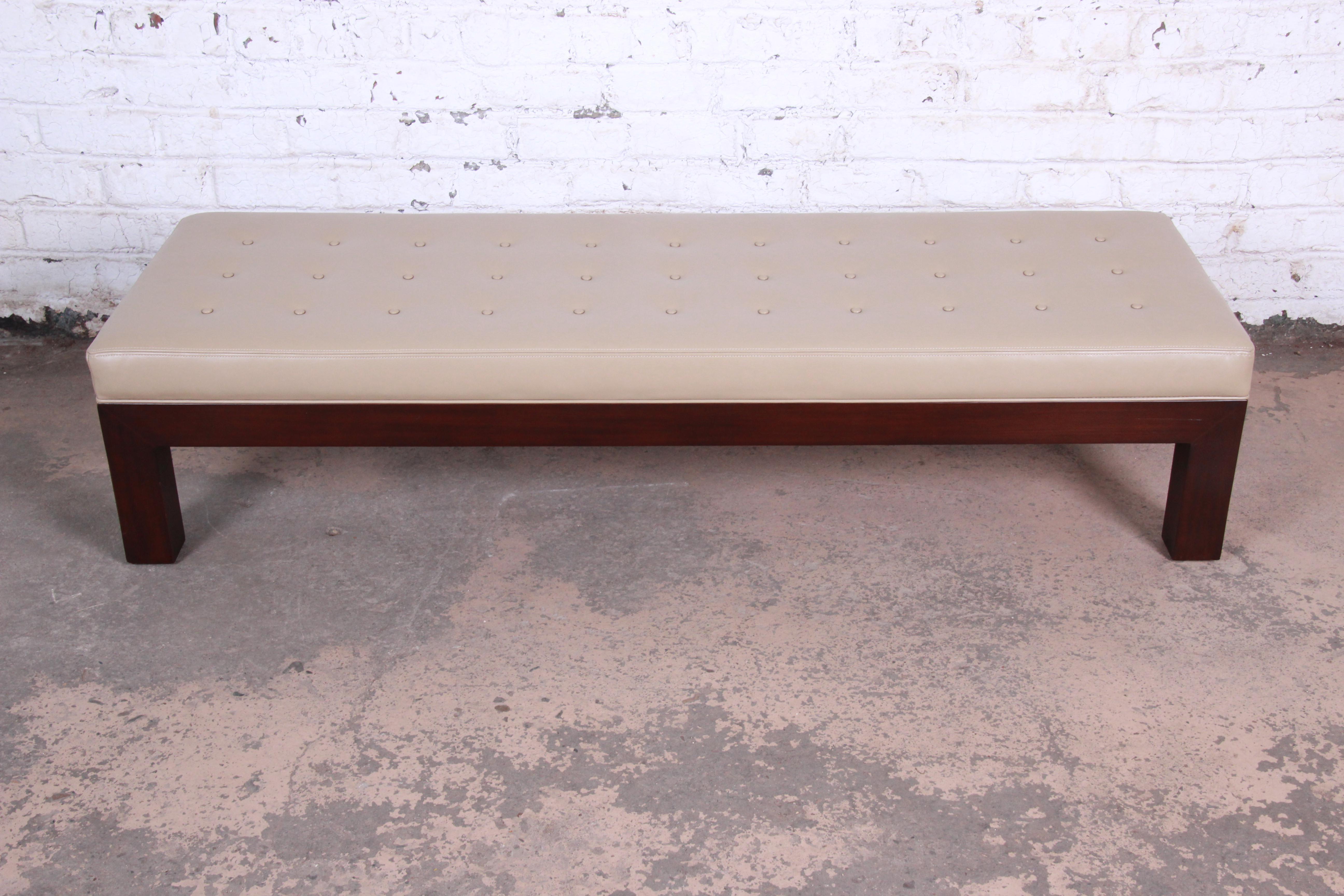 Michael Taylor for Baker Custom Long Bench in Mahogany and Leather at ...