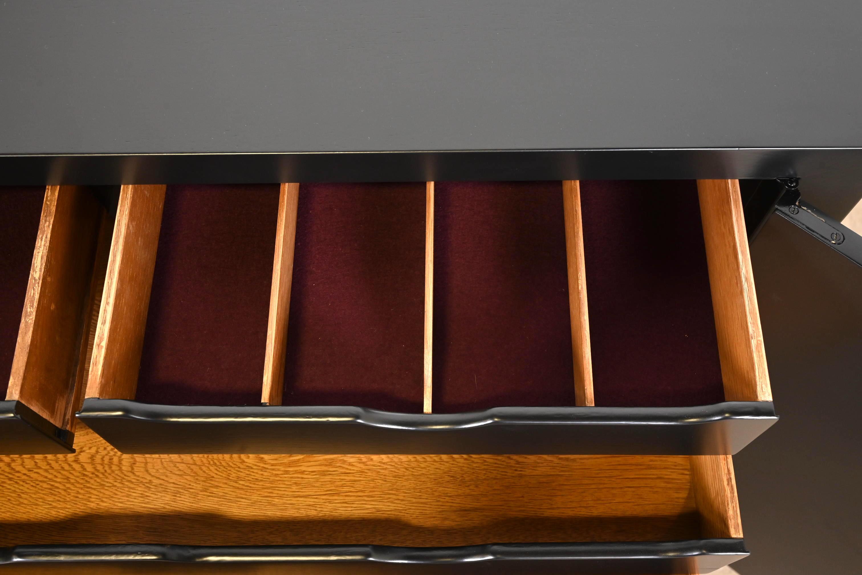 Michael Taylor for Baker Far East Collection Black Lacquered Cabinets, Pair For Sale at 1stDibs