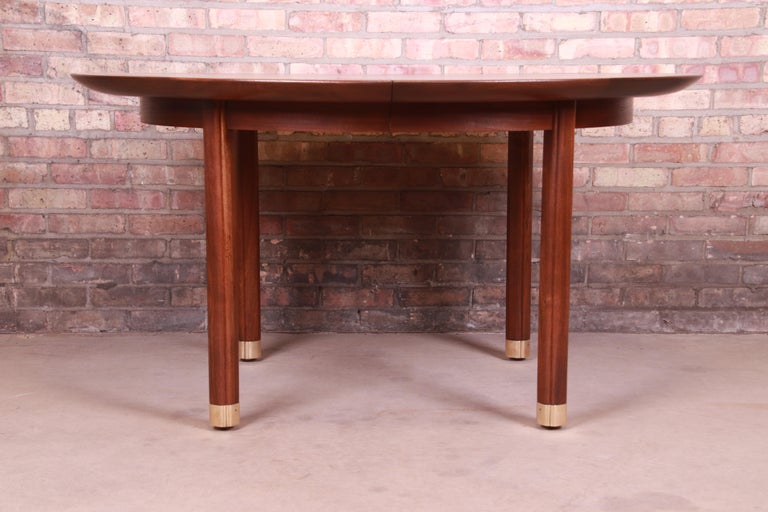 Michael Taylor for Baker Furniture Walnut and Brass Inlay Extension ...