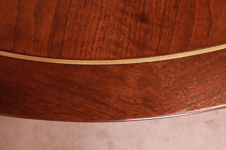 Michael Taylor for Baker Furniture Walnut and Brass Inlay Extension ...