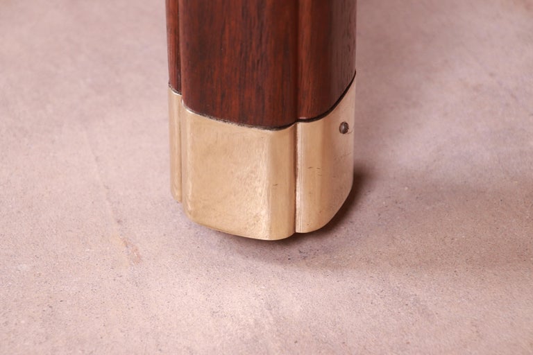 Michael Taylor for Baker Furniture Walnut and Brass Inlay Extension ...