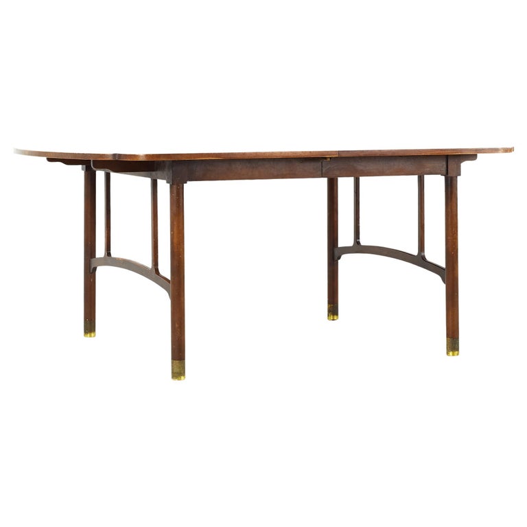 Michael Taylor for Baker Style Mid Century Dining Table with 2 Leaves ...