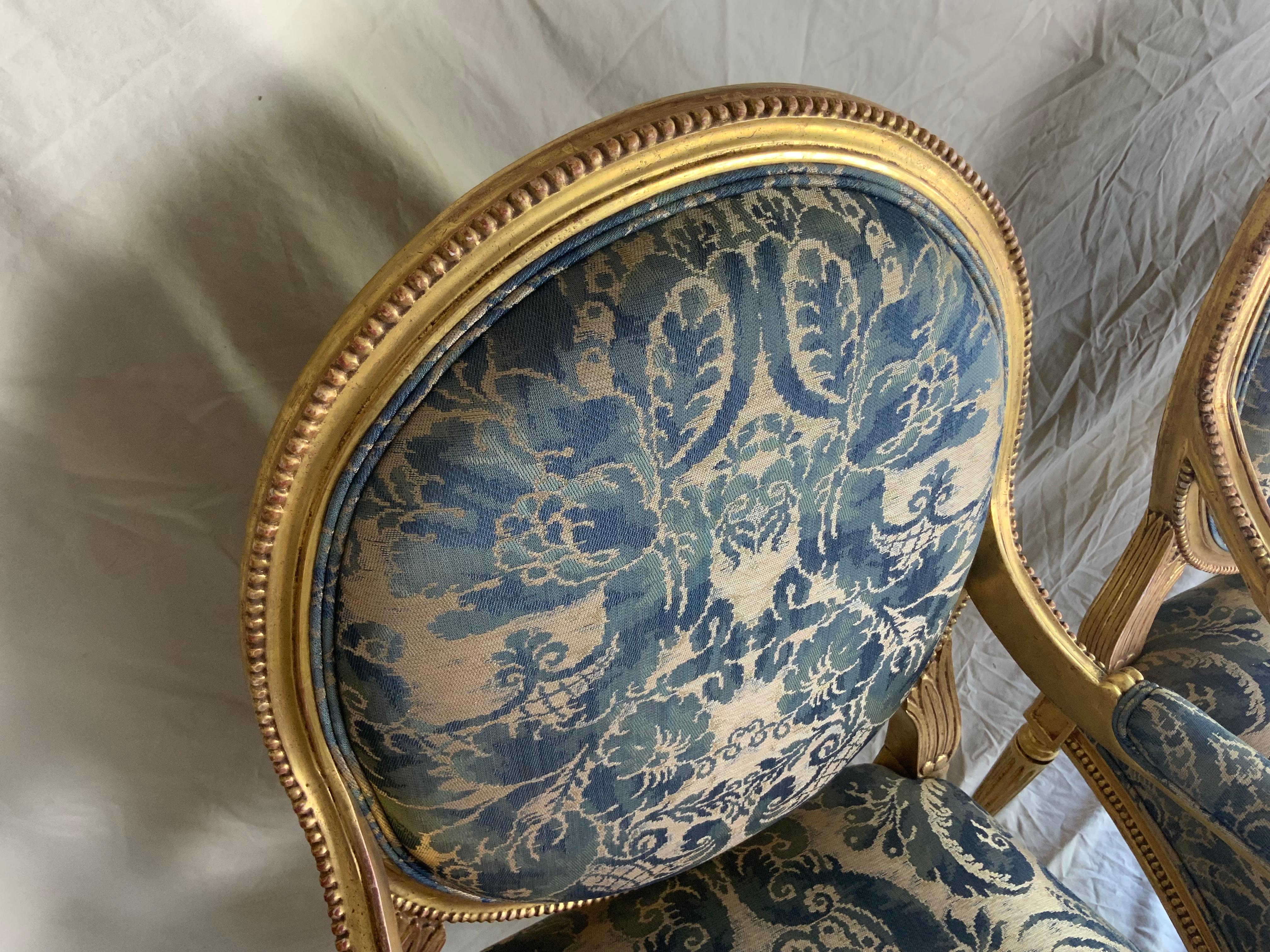 Michael Taylor Louis XV1 Style Gilt Armchairs at 1stDibs