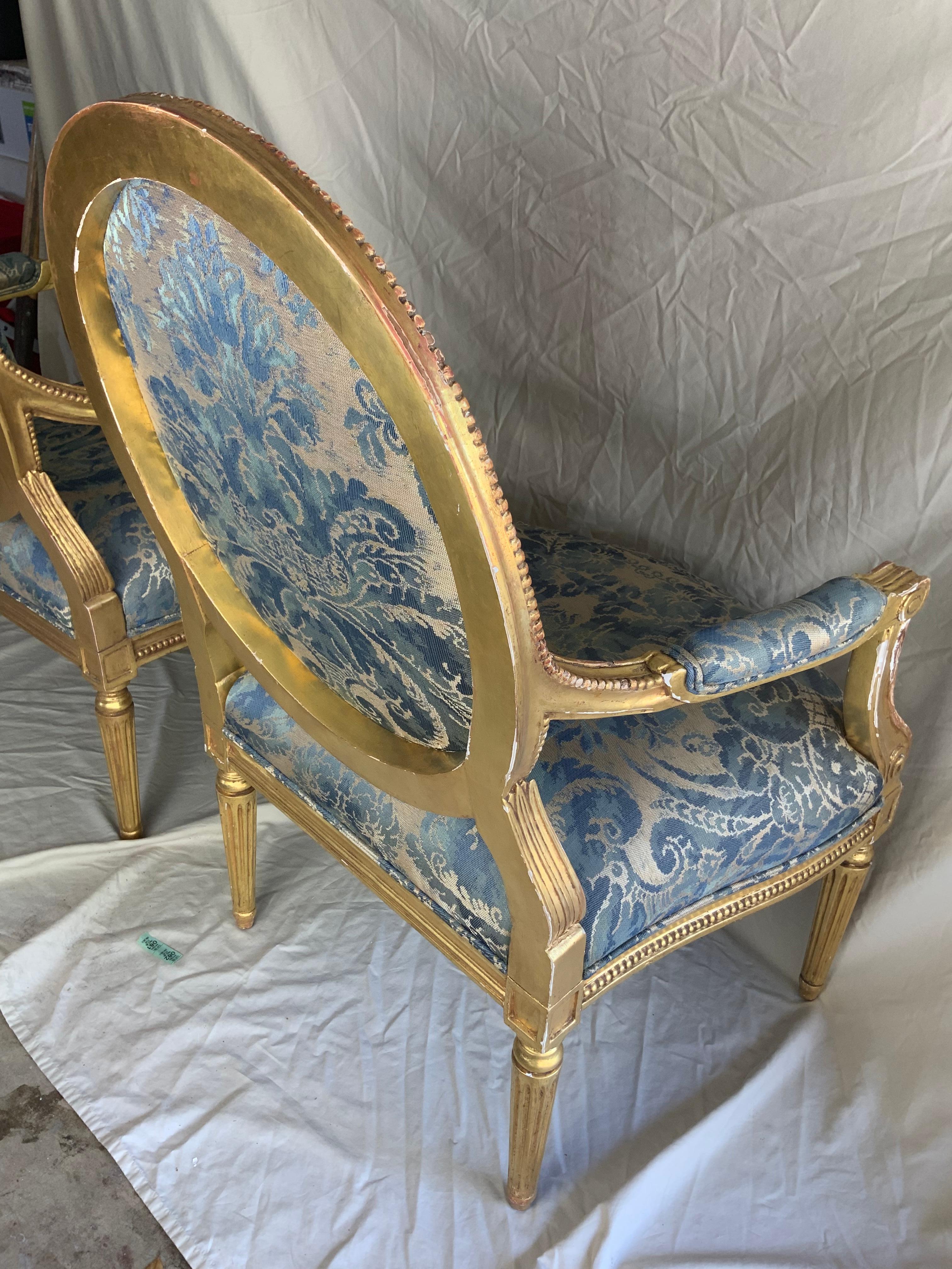 Michael Taylor Louis XV1 Style Gilt Armchairs at 1stDibs