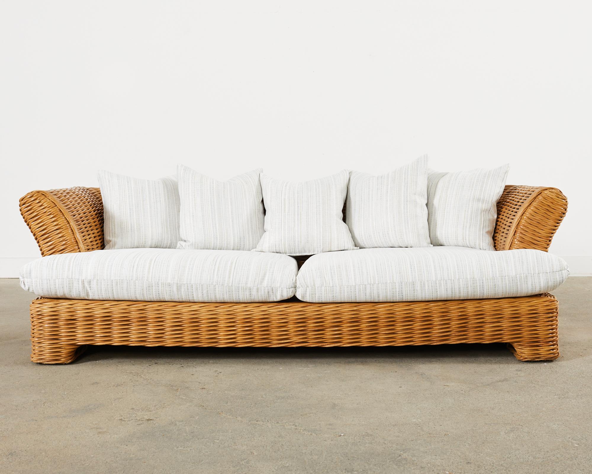 Michael Taylor Style Organic Modern Woven Rattan Sofa For Sale at 1stDibs