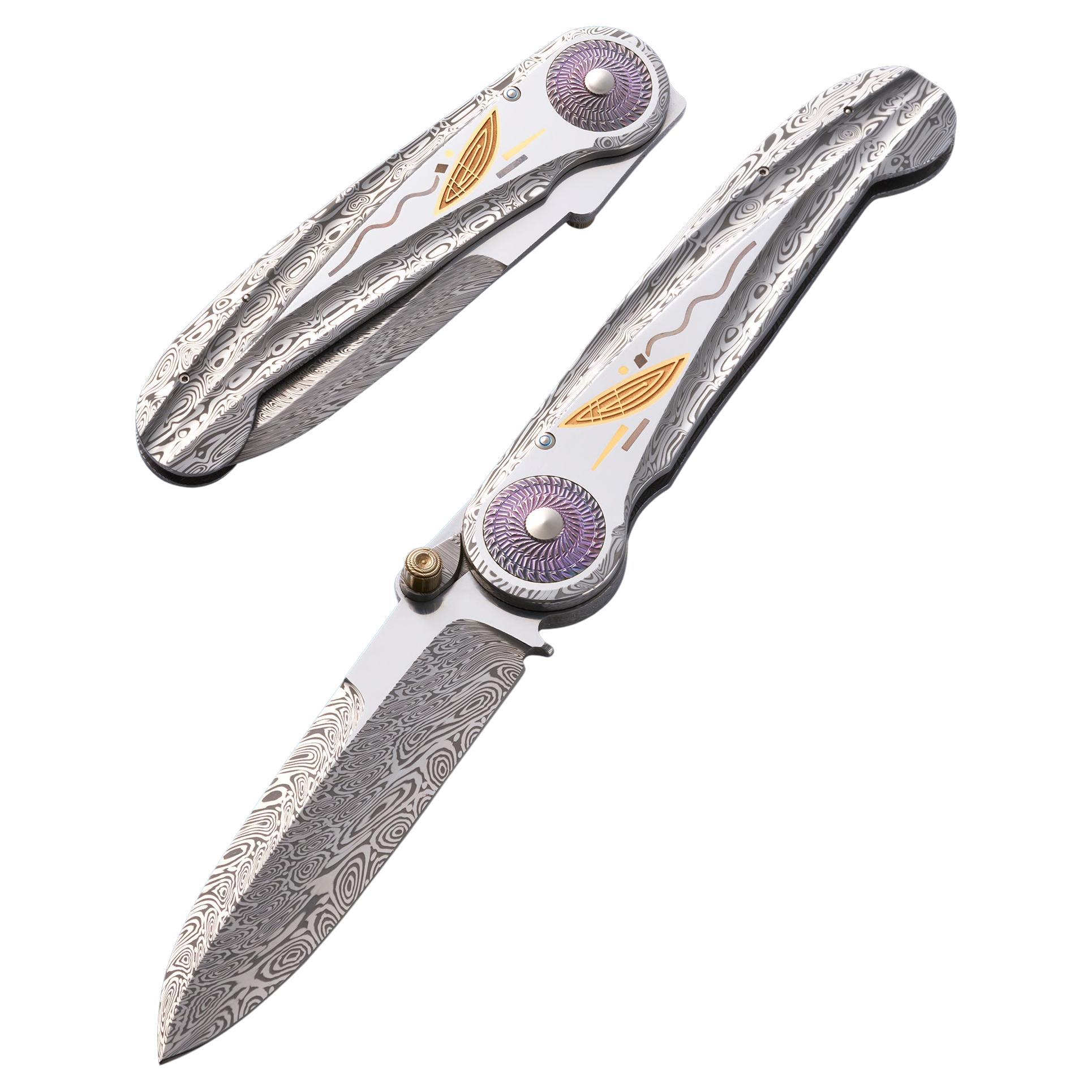 Alexis Lecocq Folder Knife Engraver: C.J. Cai, 22kt Egyptian Engraving ...