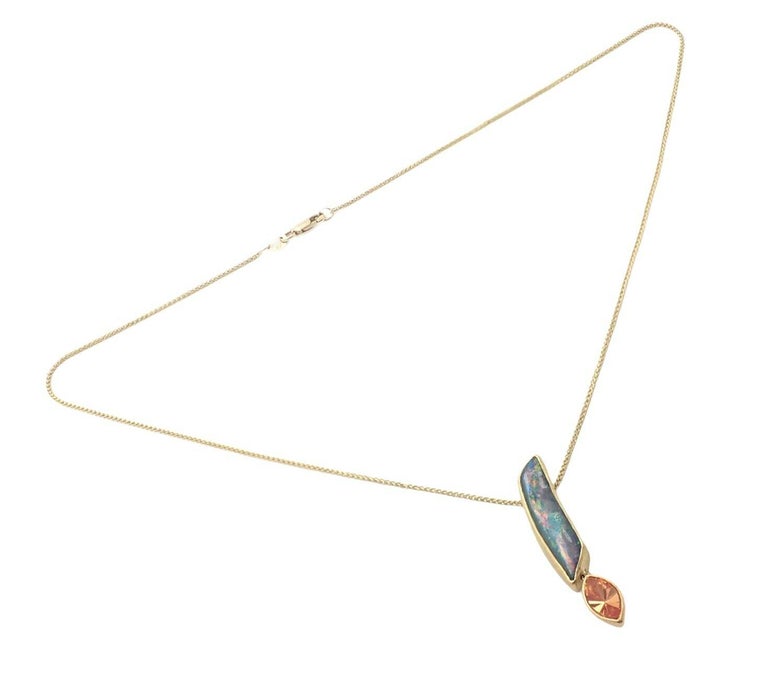 Michael Zobel Black Opal Orange Spessartite Yellow Gold Pendant ...