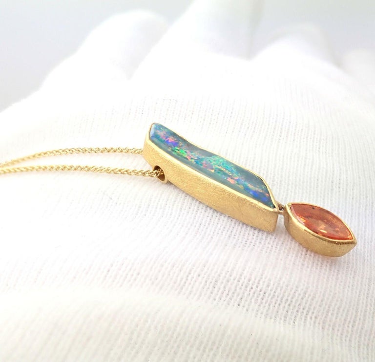 Michael Zobel Black Opal Orange Spessartite Yellow Gold Pendant ...