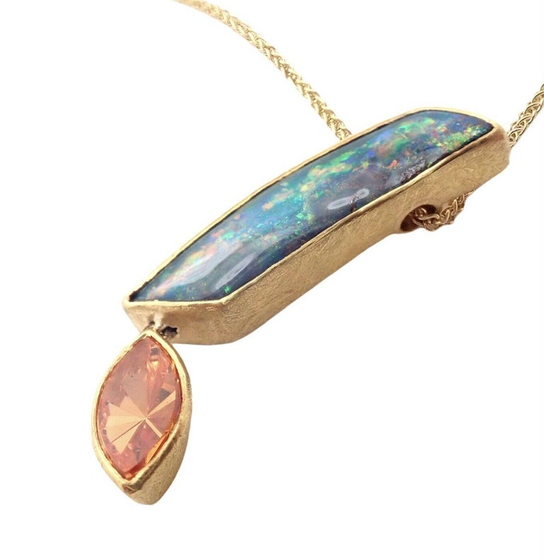 Michael Zobel Black Opal Orange Spessartite Yellow Gold Pendant ...