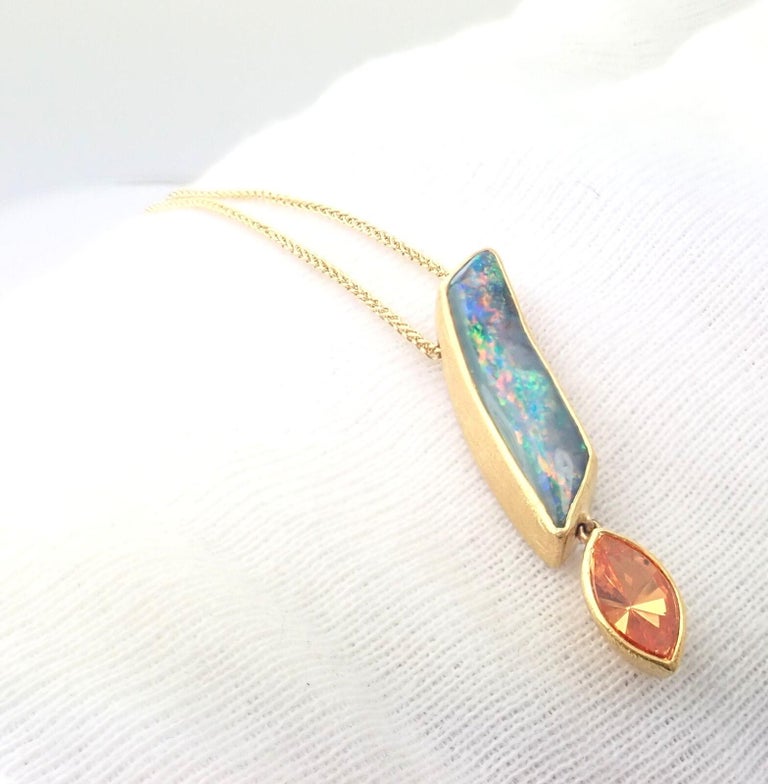 Michael Zobel Black Opal Orange Spessartite Yellow Gold Pendant ...