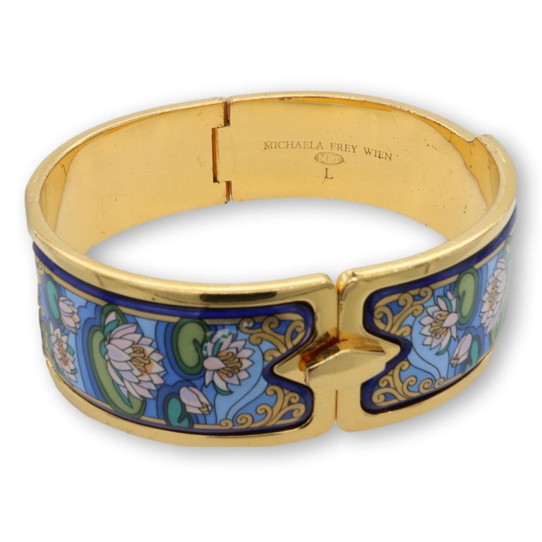 Michaela Frey Wien Vintage 24K Gold-Plated Enamel Hinged Bangle ...