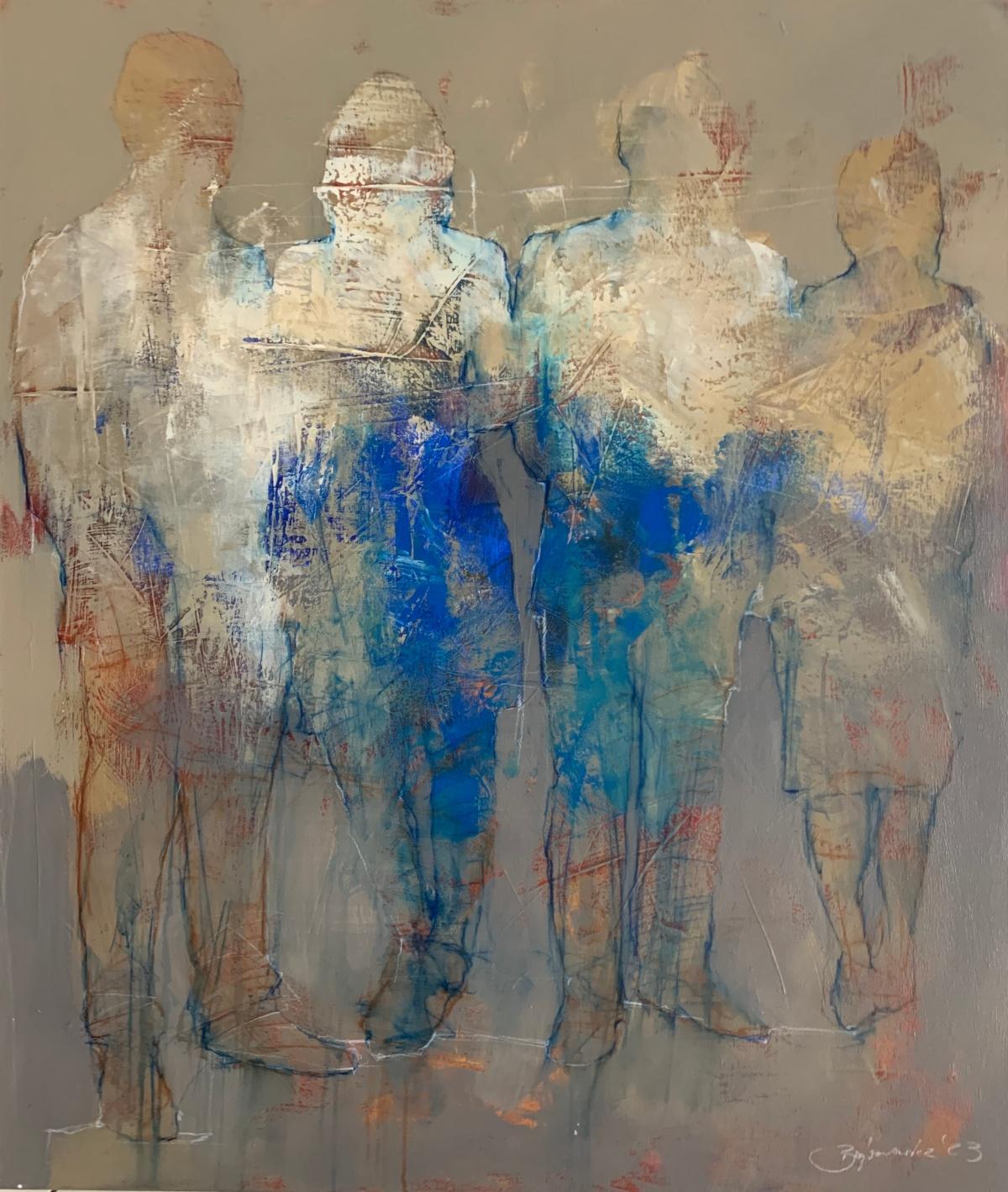Michał Bajsarowicz - The people. Figurative Acrylic Painting, Abstraction, Polish artist For ...