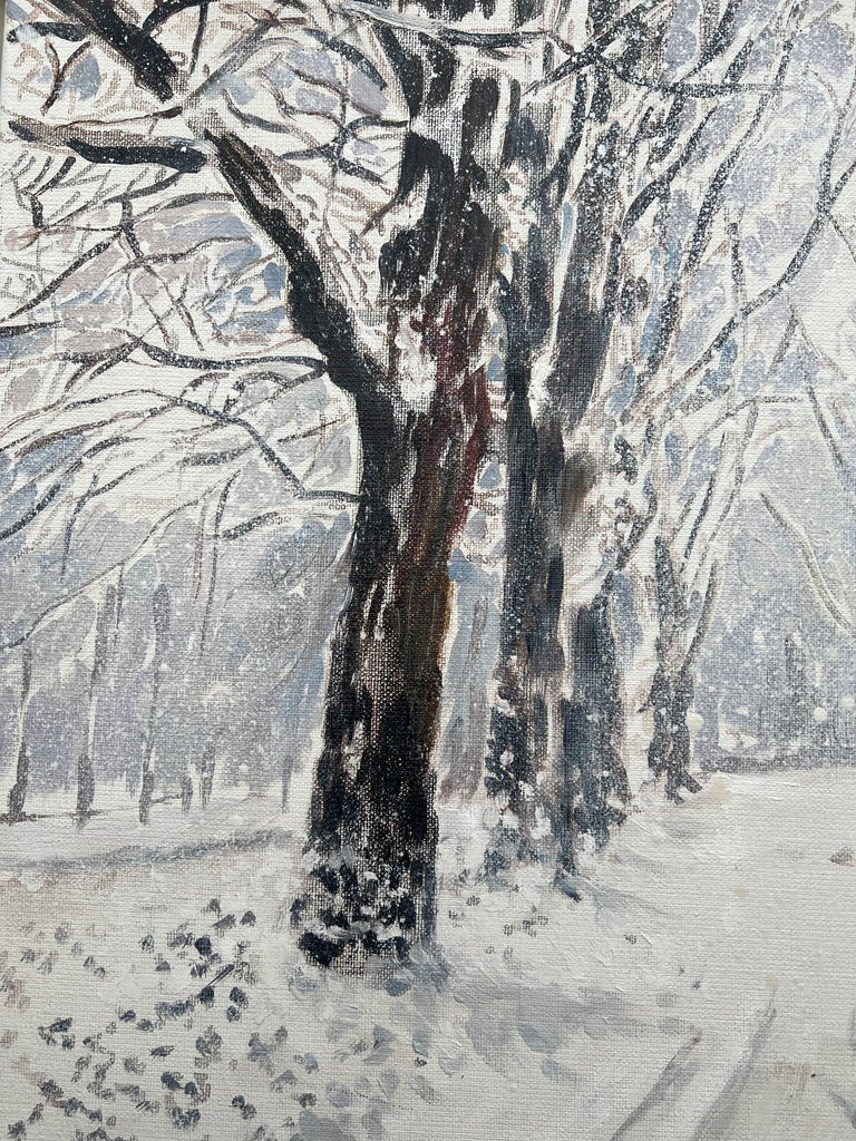 Michal Derecki - Landscape under snow in Versailles, oil painting on ...