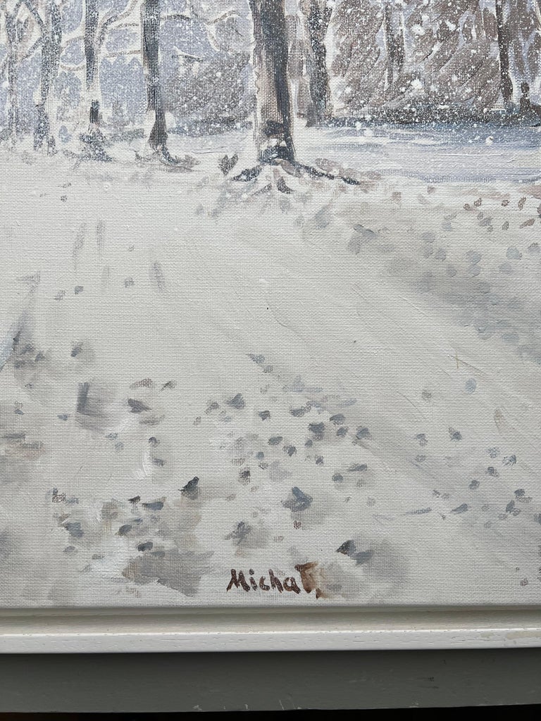 Michal Derecki - Landscape under snow in Versailles, oil painting on ...