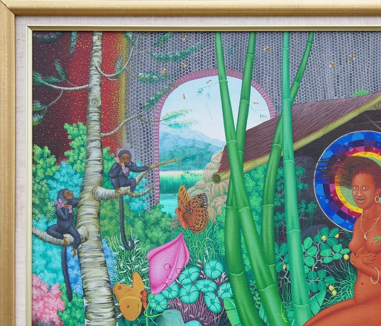 Michel-Ange Altidor - Colorful Tropical Jungle Landscape with Central ...