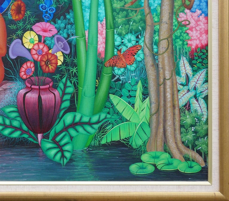 Michel-Ange Altidor - Colorful Tropical Jungle Landscape with Central ...