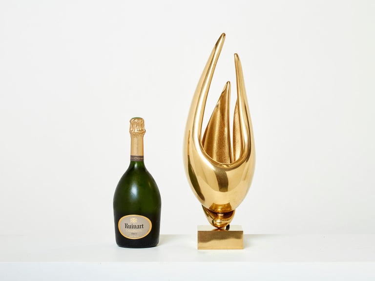 Michel Armand Gilt Bronze Modernist Sculpture Table Lamp, 1970 For Sale ...