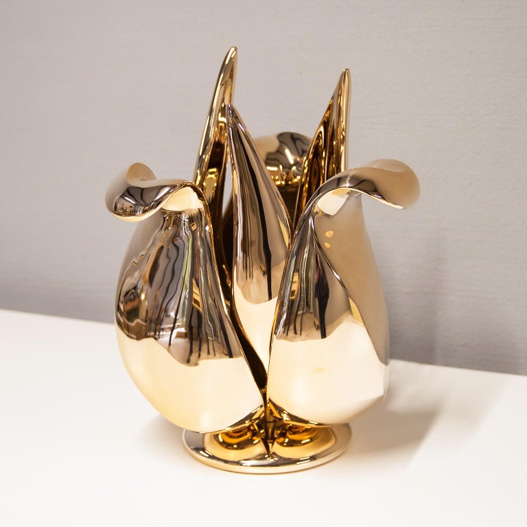 Michel Armand Golden Bronze Flower Table Lamp, France, 1970s For Sale ...