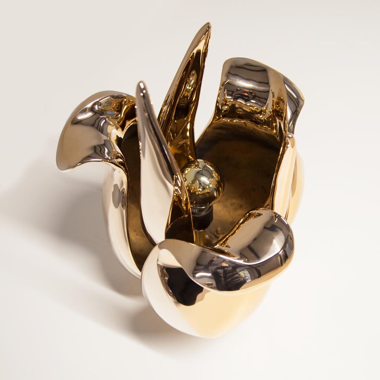 Michel Armand Golden Bronze Flower Table Lamp, France, 1970s For Sale ...