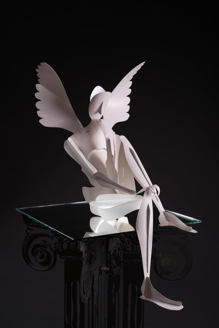Michel Audiard - Steel white epoxy painting sculpture, "Angel" by ...