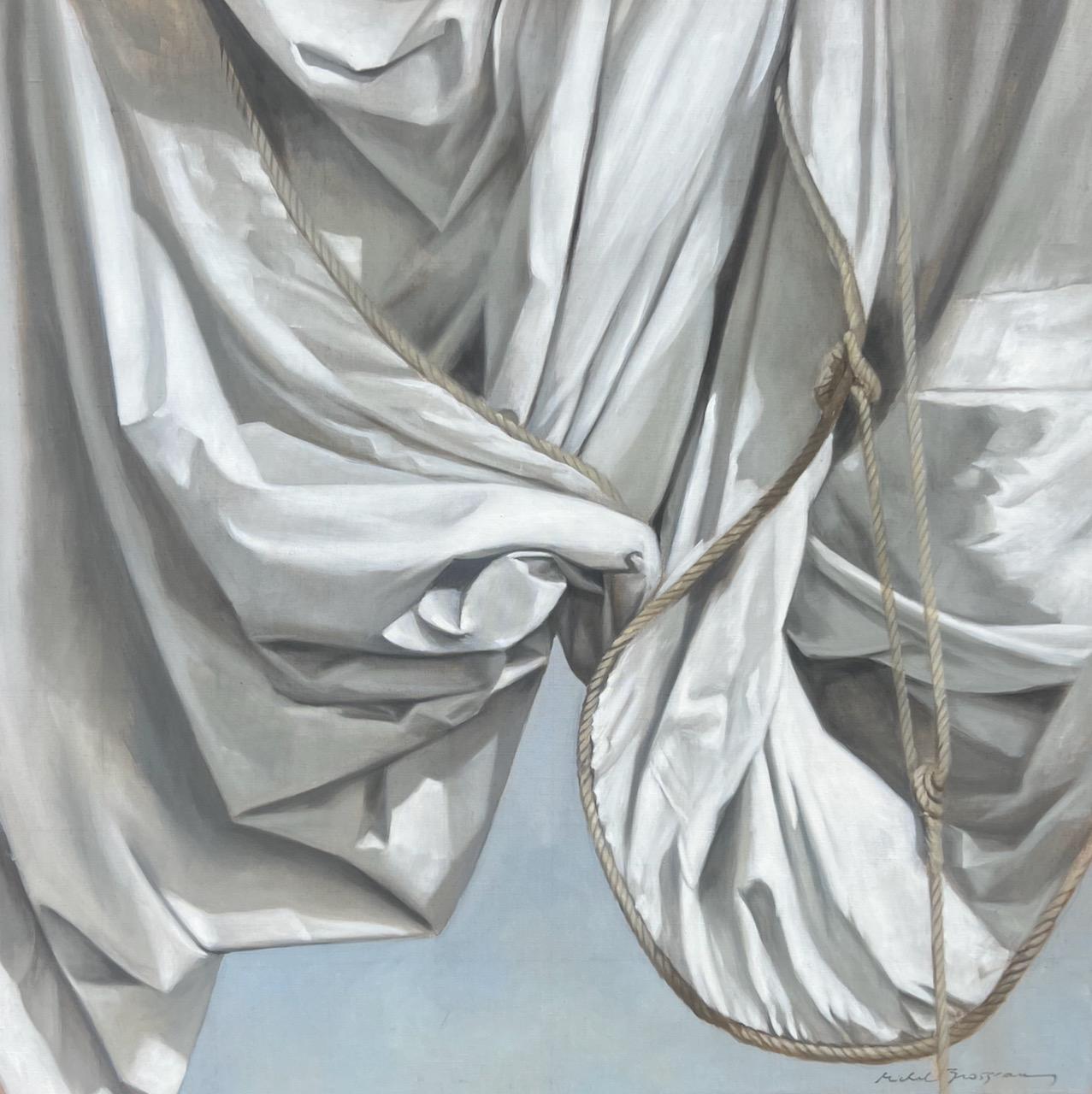 Michel Brosseau - "Fall Into Grace" oil painting of a white sail with ...