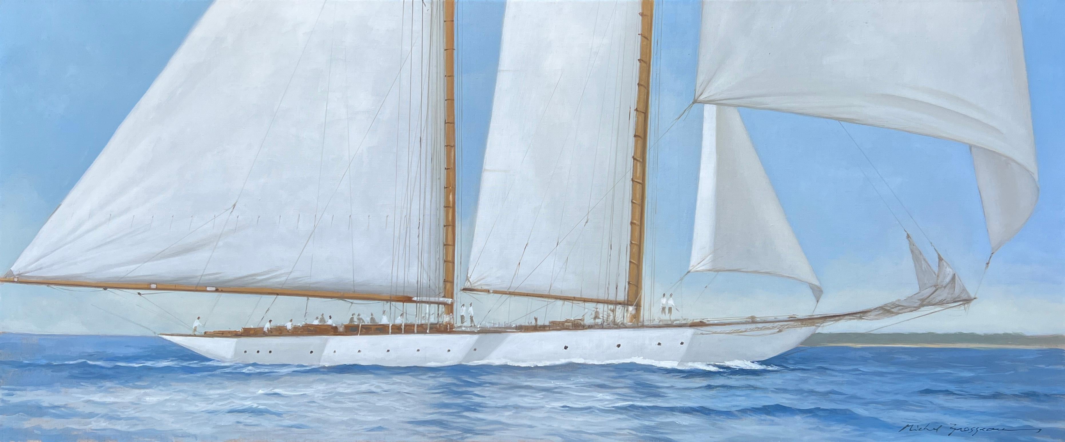 Michel Brosseau - "Panoramic" photorealist oil painting of a sailboat ...