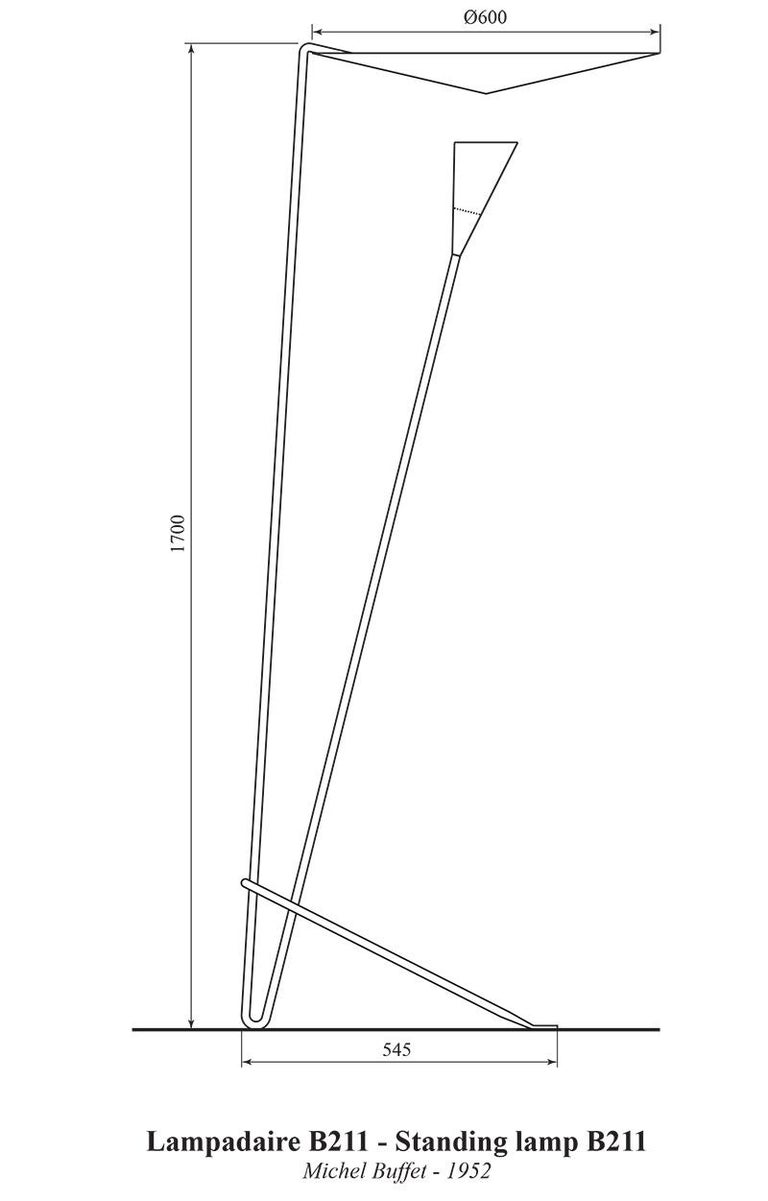 Michel Buffet Mid-Century Modern Black B211 Floor Lamp, Re Edition For ...
