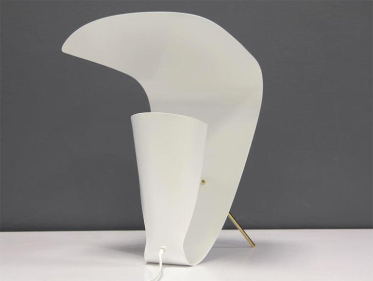 Michel Buffet Mid-Century Modern White B201 Desk Lamp For Sale at 1stDibs
