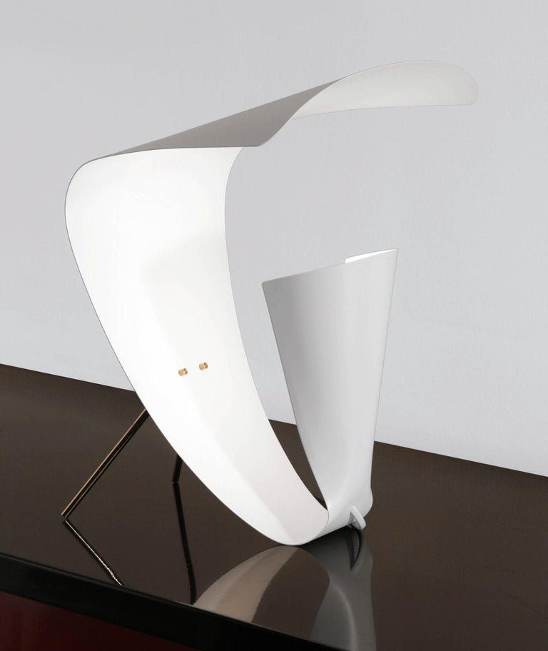 Michel Buffet Mid-Century Modern White B201 Desk Lamp For Sale at 1stDibs