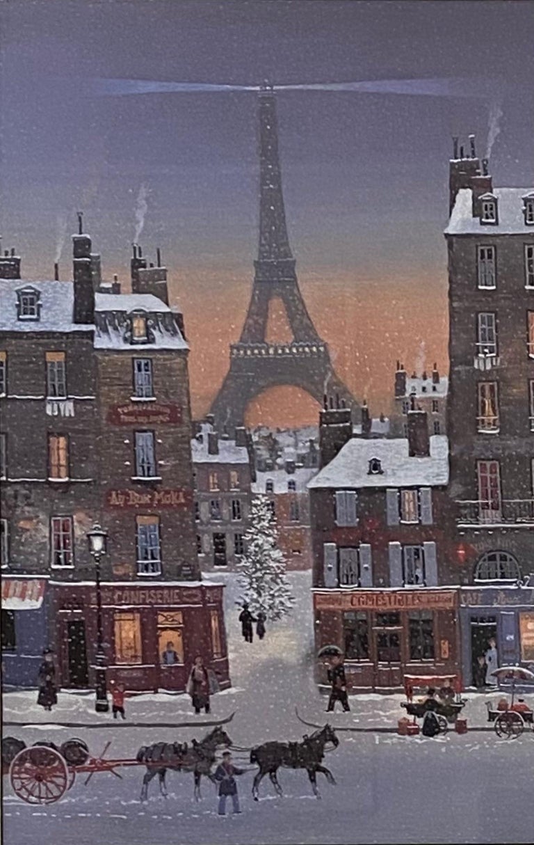 Michel Delacroix Lithograph French Cityscape, Gilt Wood Frame For Sale ...