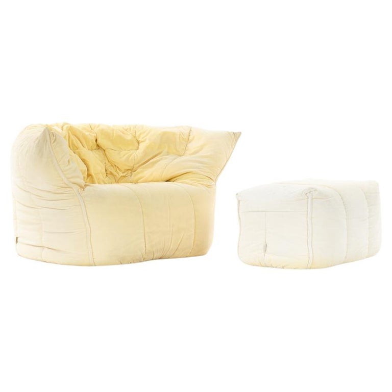 Michel Ducaroy armchair and footstool by ligne Roset model Brigantin ...