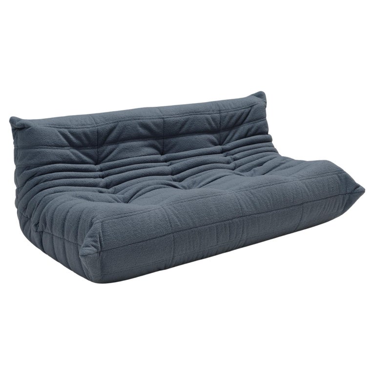Michel Ducaroy for Ligne Roset Togo 3 Seater Sofa in Baby Blue Bouclé ...