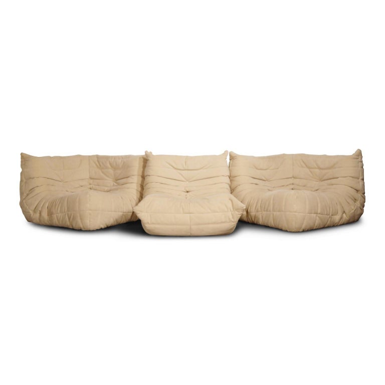 Michel Ducaroy for Ligne Roset Togo Sectional Sofa in Beige Alcantara ...