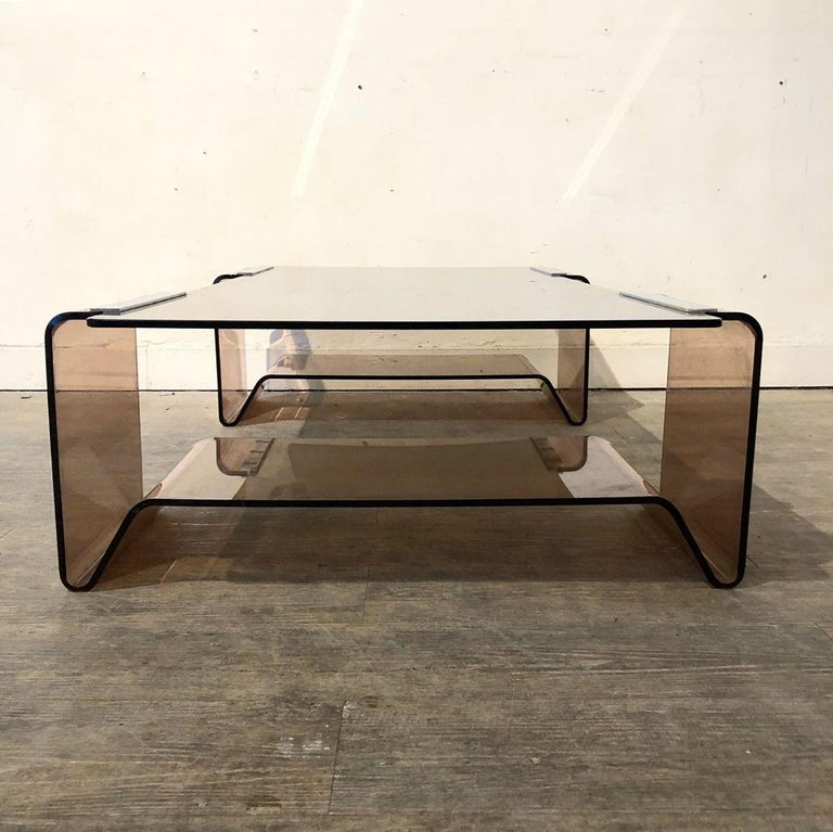 Michel Dumas Coffee Table Plexiglass Securit Glass and Metal, 1950 at ...
