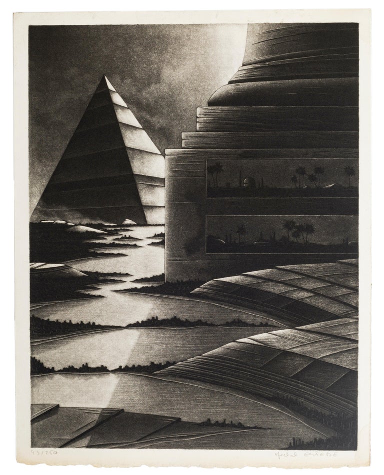 Michel Estebe - Egyptian Lanscape - Original Mezzotint by Michel Estèbe ...