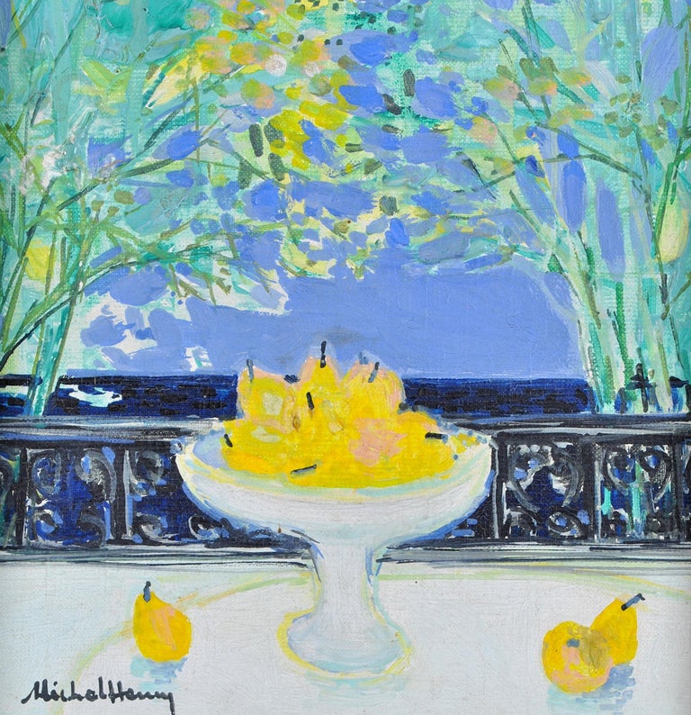 Michel Henry - Pears on a Balcony - French Impressionist Still Life Oil ...