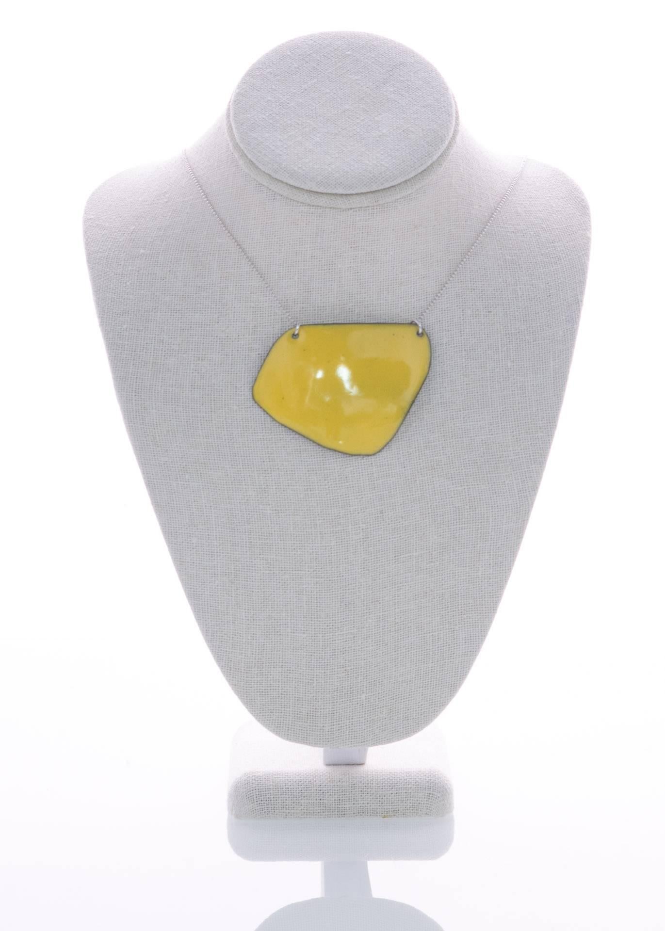 Michel McNabb for Basha Gold Limoncello Enamel Pendant Silver Chain ...