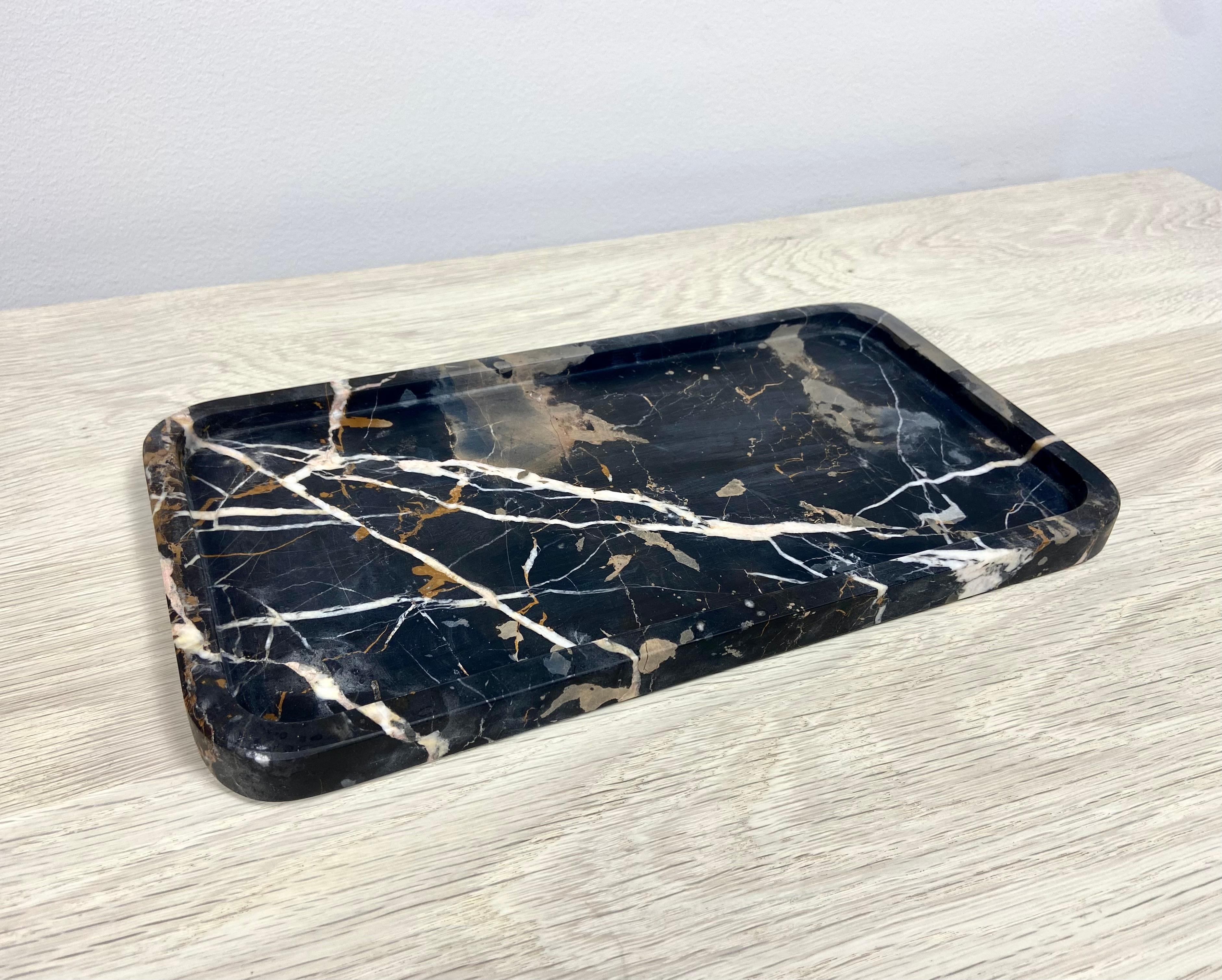 Michelangelo Black Magic Marble Decorative Tray For Sale at 1stDibs