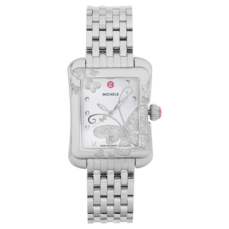 Michele Montre extrêmement papillon extrême en acier avec cadran blanc ...