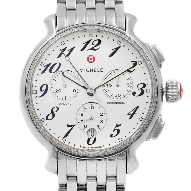 Michele Fluette Chronograph Diamond Steel Quartz Ladies Watch ...
