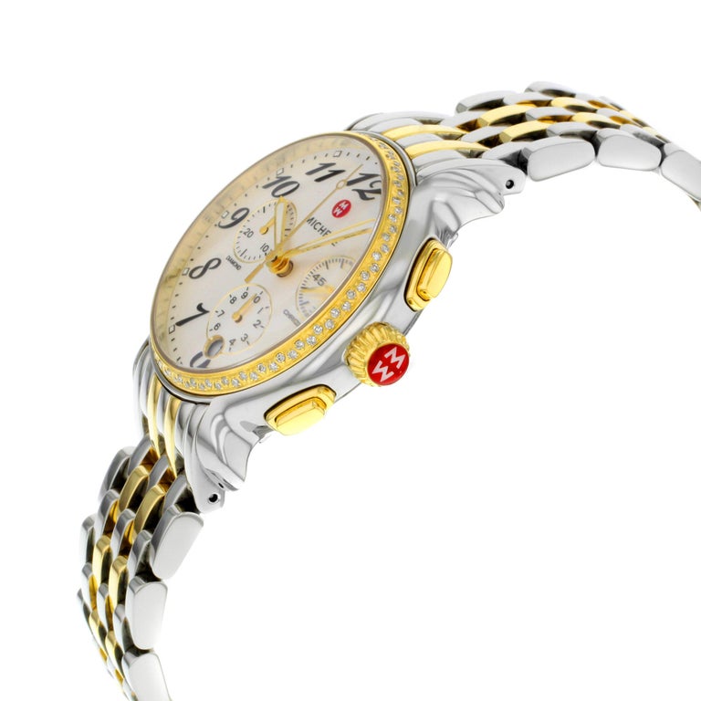 Michele Fluette White Dial Two-Tone Steel 0.36 Carat Ladies Watch ...